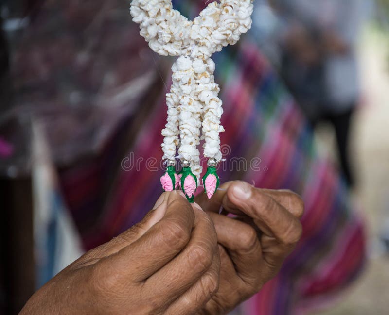 Woman Thread Garlands in Thai Style Stock Photo - Image of botany ...