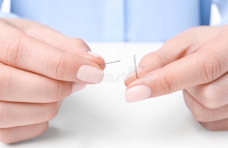 Threading the Table Loom Using Heddle Hook. Woman Hands Hold a Weaving ...