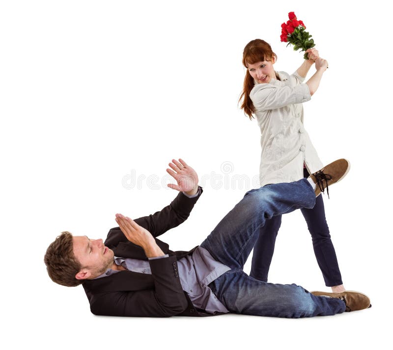 Woman Throwing Roses at Man Stock Photo - Image of fight, looking: 44136180