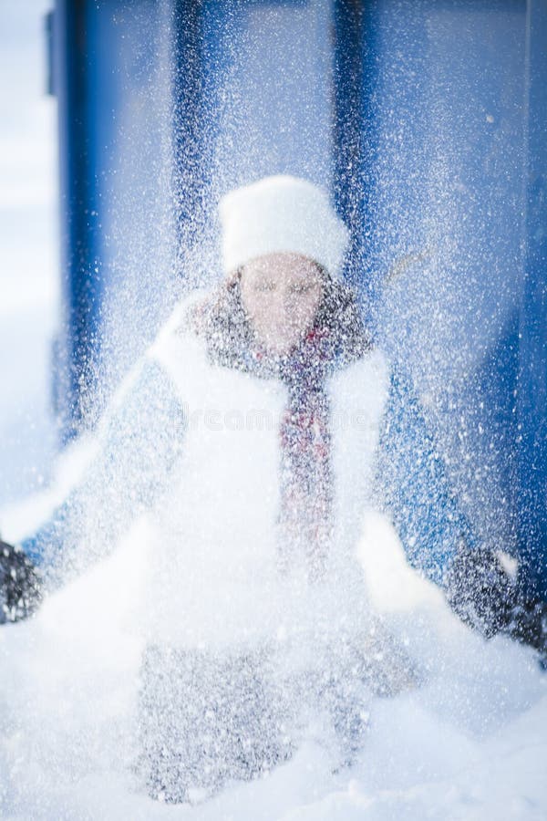 Woman throwing snow stock photo. Image of throwing, clothing - 26567390