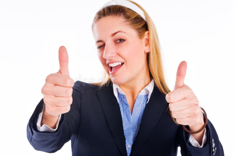 Woman with thumbs up stock photo. Image of satisfaction - 14957080