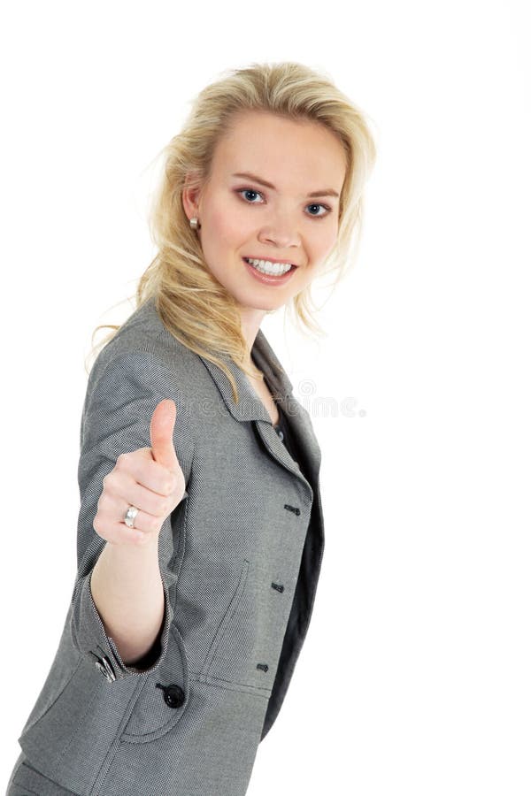Woman with thump up stock image. Image of attractive - 39187837
