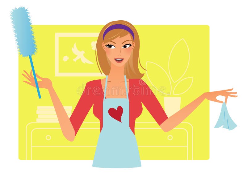 Woman tidying up her flat stock vector. Illustration of elegant - 19966356