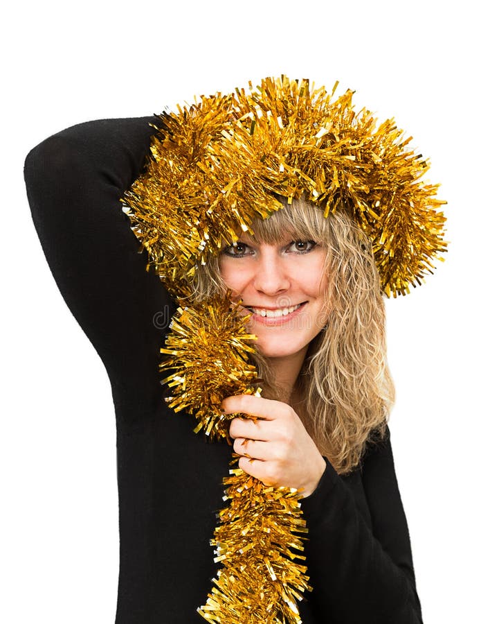 Woman in Tinsel Christmas Costume Stock Photo - Image of christmas ...