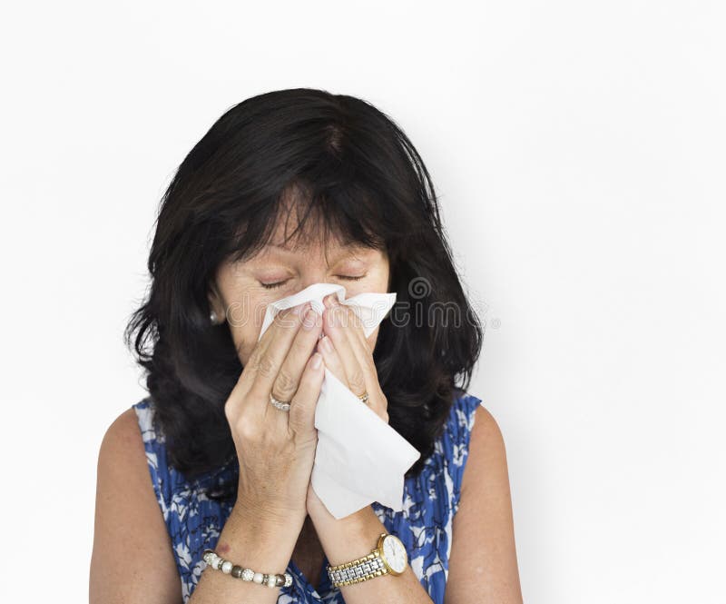 Sad Woman with Tissue and Medicines Lying on Bed Stock Photo - Image of ...
