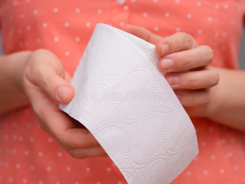 Woman with a Toilet Paper Roll in Her Hands Stock Image - Image of ...