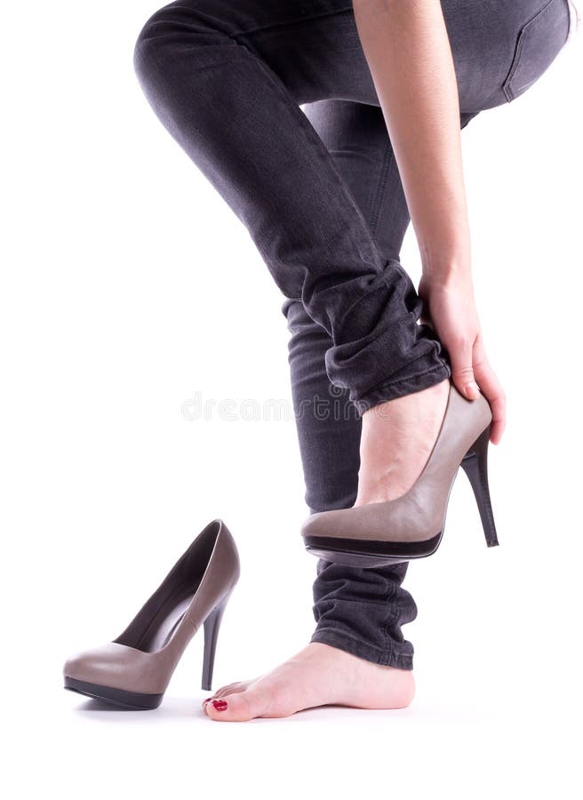 The Woman Took Off Her Shoes Stock Image - Image of girl, lady: 22465435