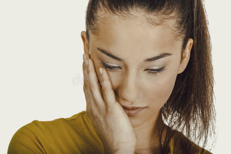 Woman with a Toothache Touching Face. Stock Photo - Image of ache ...