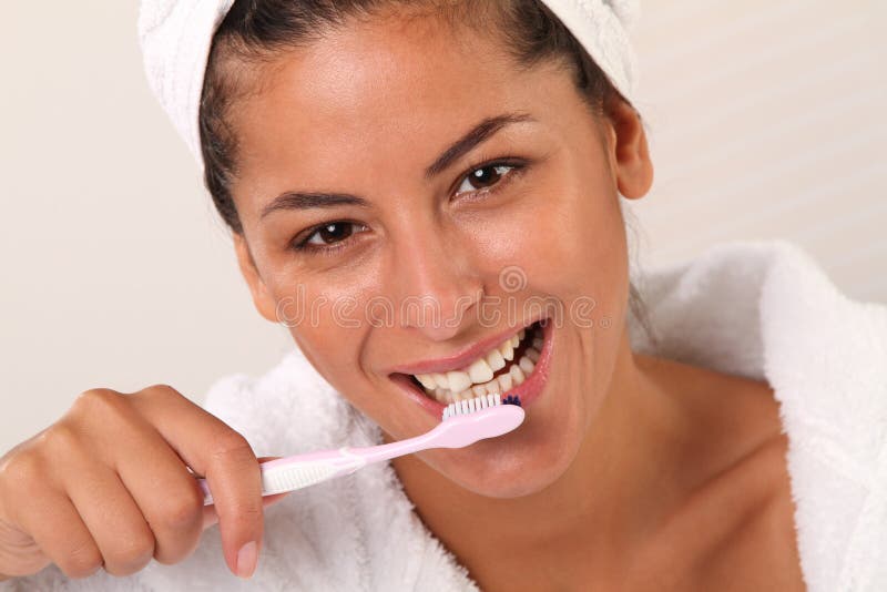 Woman with Toothbrush stock image. Image of white, healthy - 16687121