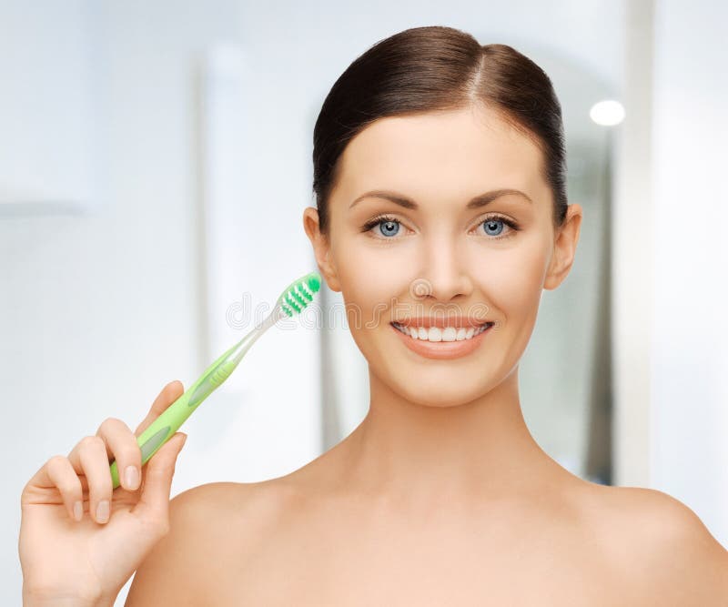 Woman with toothbrush stock image. Image of clean, beautiful - 38281413