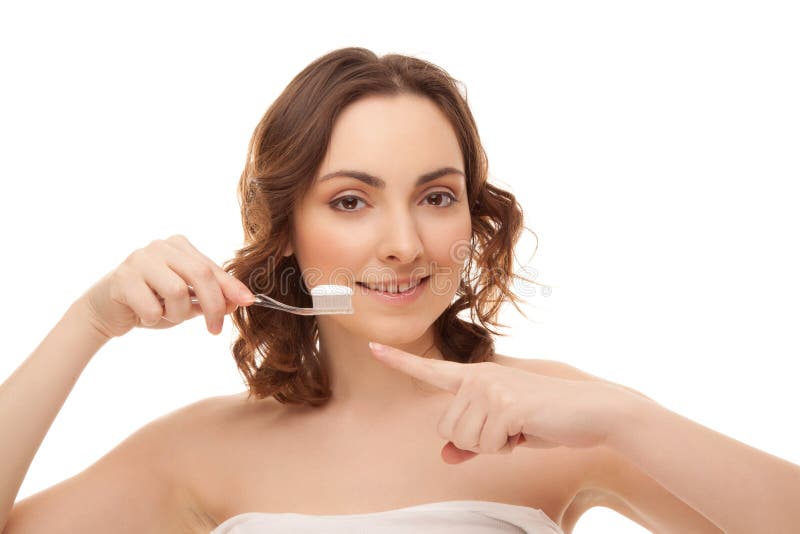 Woman with Toothbrush and Toothpaste Stock Photo - Image of fresh ...