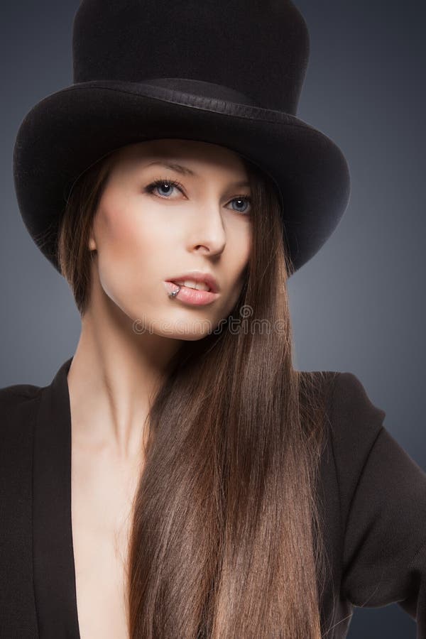 Woman in top hat stock photo. Image of fetish, fashion - 38340704