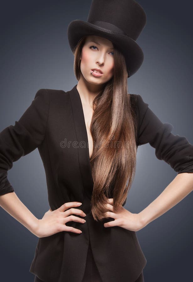 Woman in top hat stock photo. Image of lady, gorgeous - 38342378