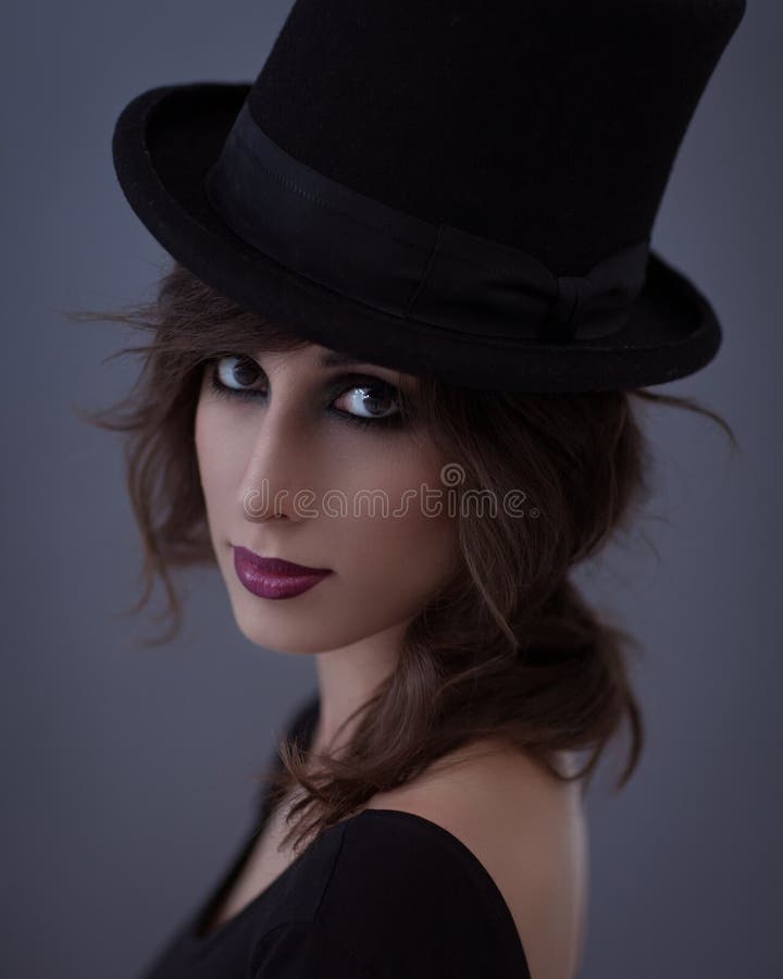 Woman with a Top Hat stock photo. Image of adult, eyes - 30906338