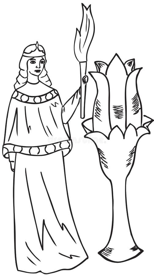 Woman with a torch stock vector. Illustration of tale - 63647745