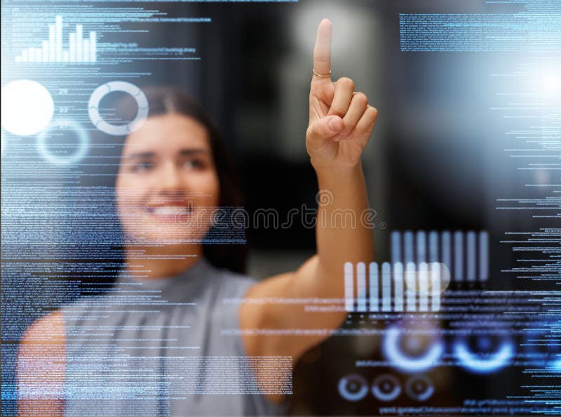 Software Hologram And Hands At Computer For Coding Data Analytics And Programming At Office