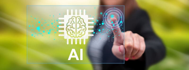 Woman Touching an Ai Concept Stock Photo - Image of data, artificial ...