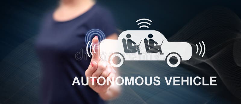 Woman Touching An Autonomous Vehicle Concept Stock Image Image Of