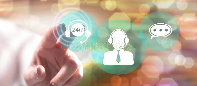 Woman Touching a Call Center Concept Stock Image - Image of time, call ...