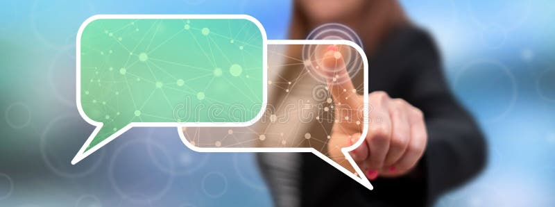 Woman Touching a Communication Network Concept Stock Image - Image of ...