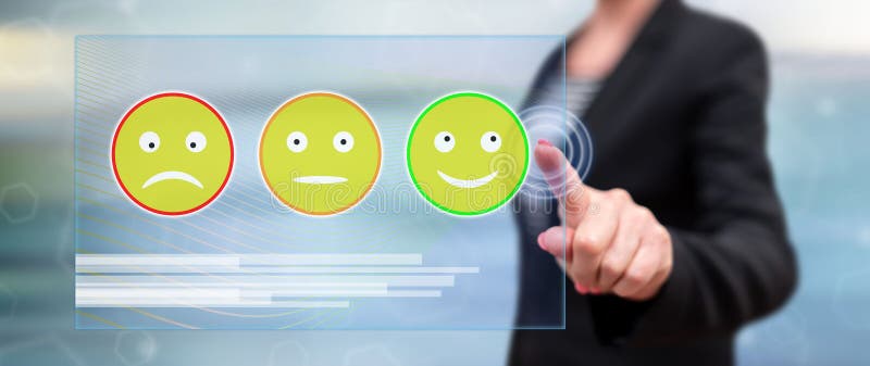 Woman Touching a Customer Satisfaction Concept Stock Image - Image of ...