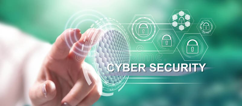 Woman Touching a Cyber Security Concept Stock Image - Image of computer ...