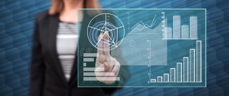Woman Touching a Data Analysis Concept Stock Image - Image of ...
