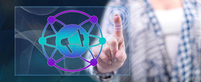 Woman Touching a Digital Advertising Concept Stock Photo - Image of ...
