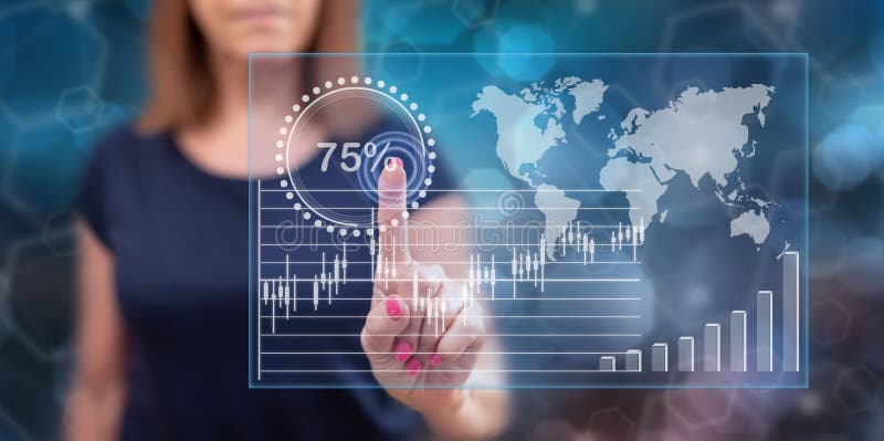 Woman Touching a Digital Graph Stock Image - Image of innovation ...