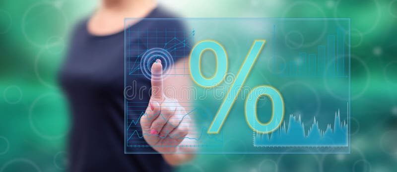 Man Touching Digital Interest Rates Data on a Touch Screen Stock Photo ...