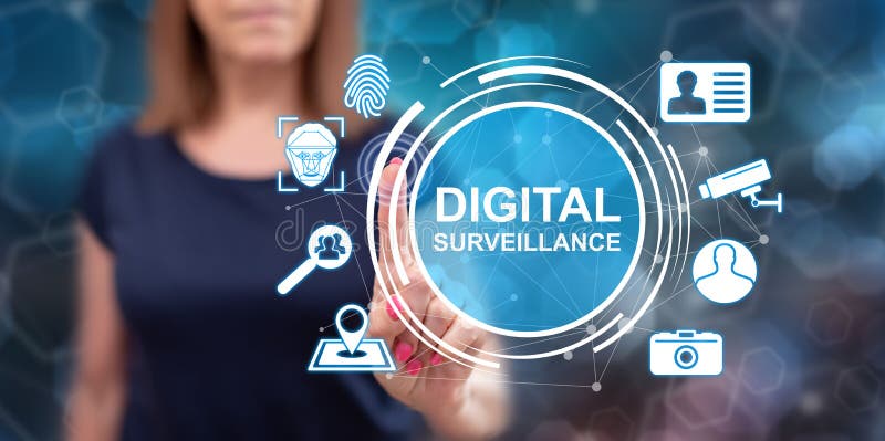 Woman Touching a Digital Surveillance Concept Stock Photo - Image of ...