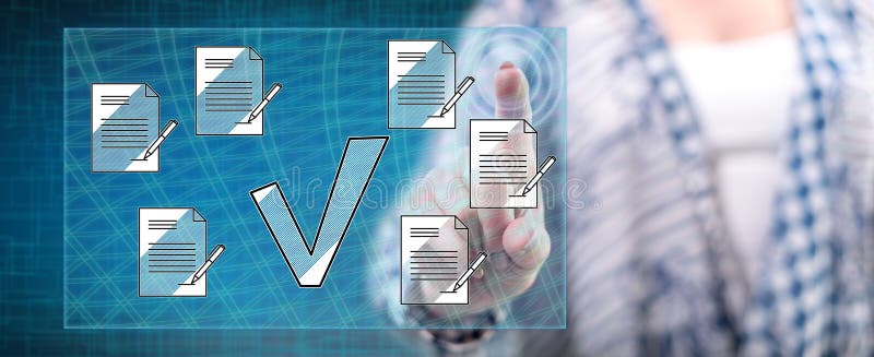 Woman Touching a Document Validation Concept Stock Photo - Image of ...