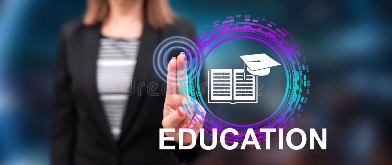Woman Touching an Education Concept Stock Image - Image of digital ...