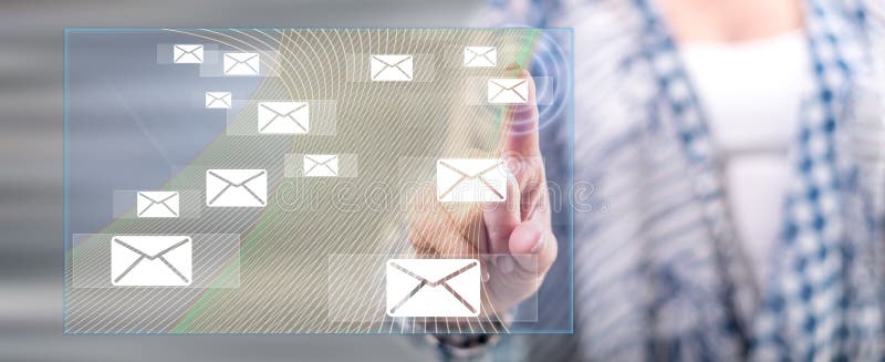Woman Touching an Email Concept Stock Image - Image of correspondence ...