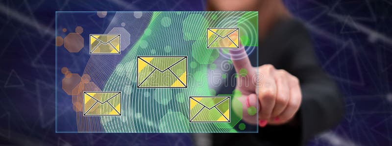 Woman Touching an Email Concept Stock Image - Image of screen, internet ...