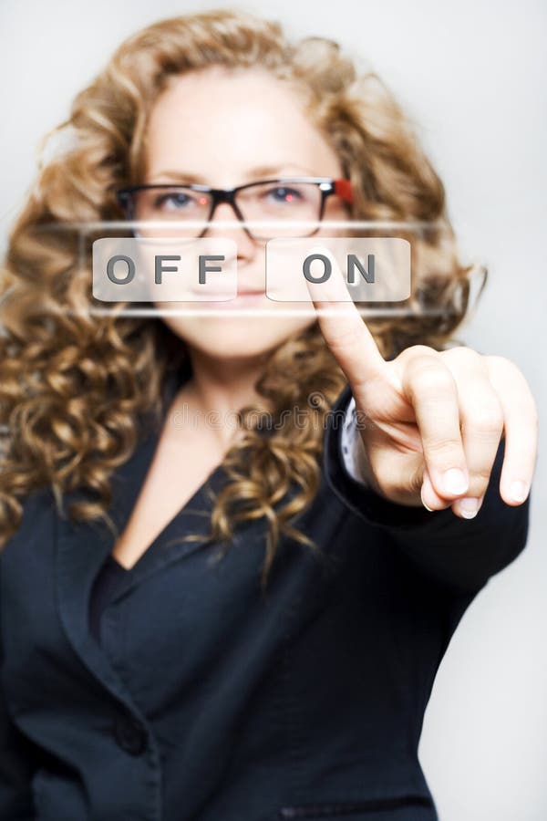 Woman Touching on Empty Space Stock Photo - Image of face, empty: 39694492