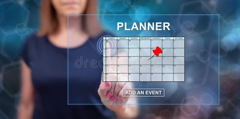 Woman Touching an Event Adding on Planner Concept Stock Image - Image ...