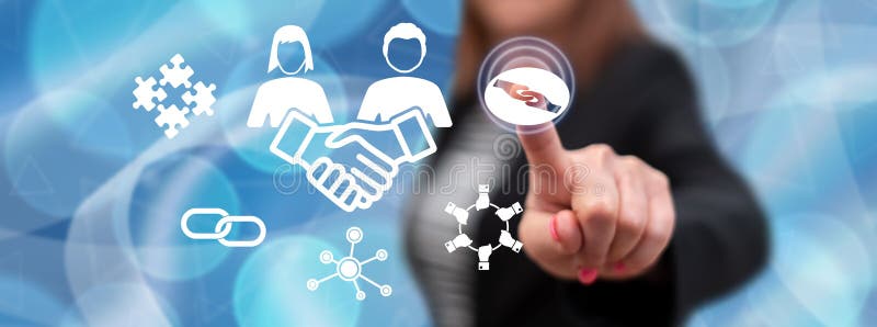 Man Touching a Friendship Concept Stock Photo - Image of friend, screen ...