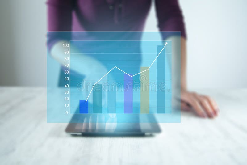 Woman Touching a Graph Concept Stock Image - Image of digital, diagram ...