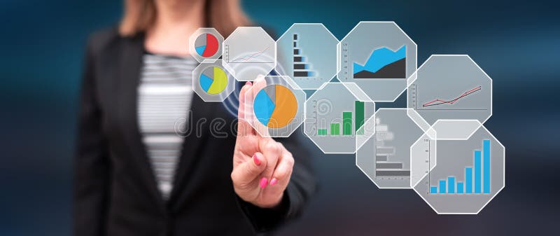 Woman Touching a Graphic Analysis Concept Stock Image - Image of ...