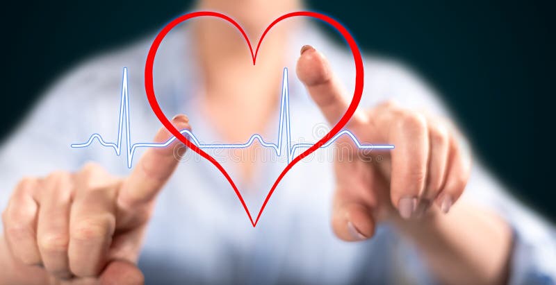 Woman Touching a Heart Beats Graph Stock Photo - Image of symbol ...