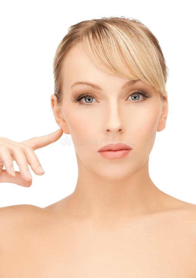 Woman touching her ear stock image. Image of care, freshness - 38234069