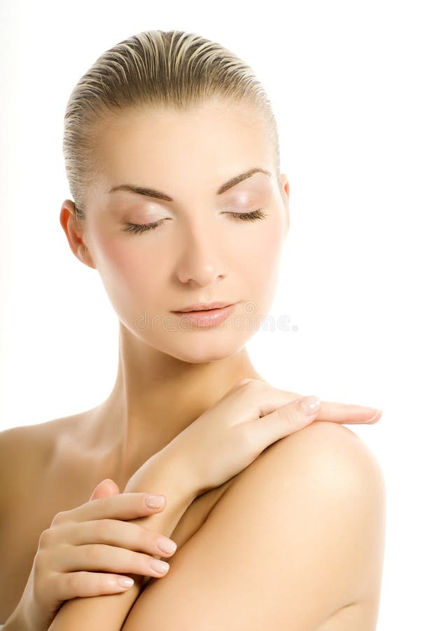 Woman touching her skin stock photo. Image of bath, fashion - 5116908