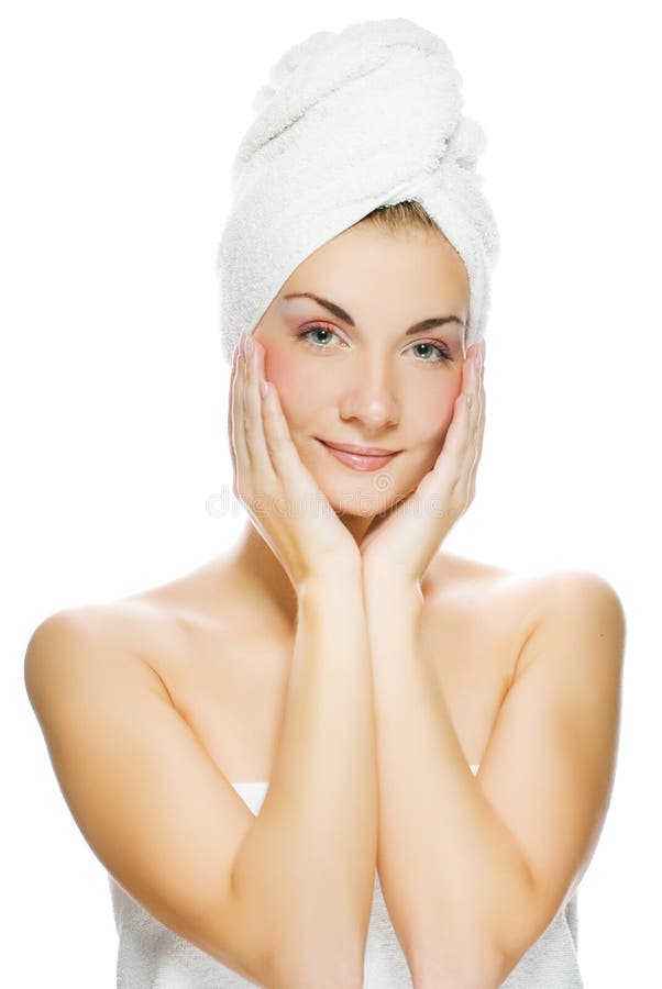 Woman touching her skin stock photo. Image of pure, shoulder - 6125714