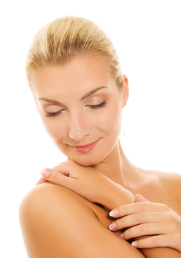 Woman touching her skin stock image. Image of care, harmony - 7731283