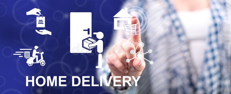 Woman Touching a Home Delivery Concept Stock Image - Image of service ...