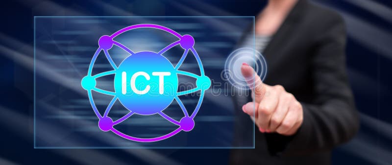 Woman Touching an Ict Concept Stock Photo - Image of computing ...