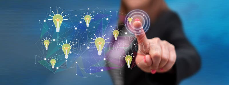 Woman Touching an Innovation Concept Stock Illustration - Illustration ...