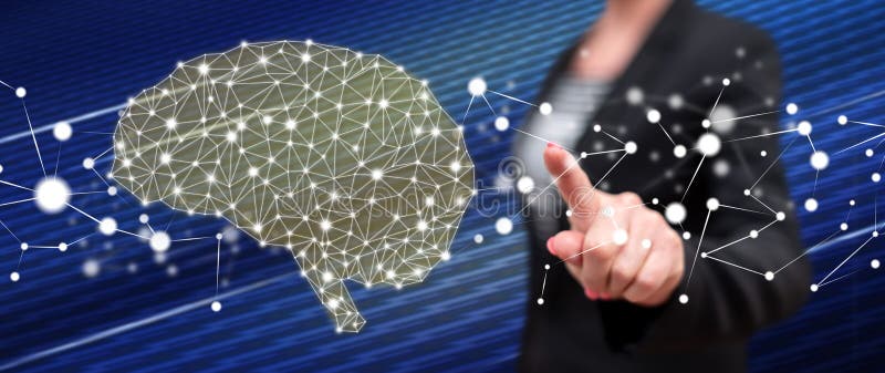 Woman Touching an Intelligence Concept Stock Image - Image of ...