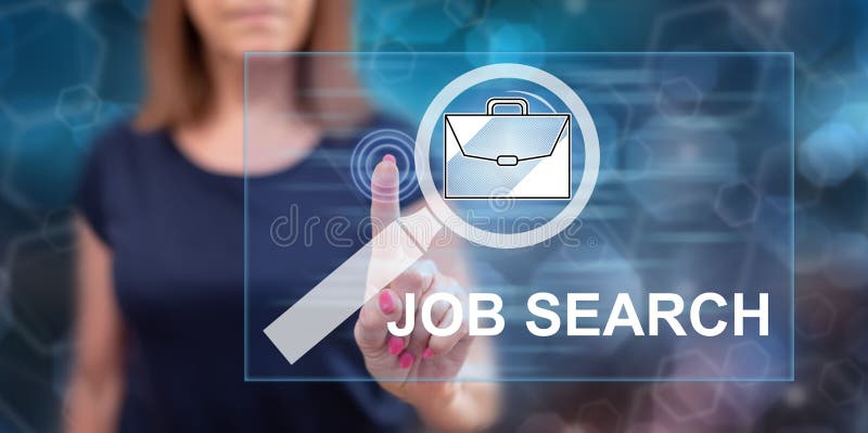 Woman Touching a Job Search Concept Stock Image - Image of finger ...